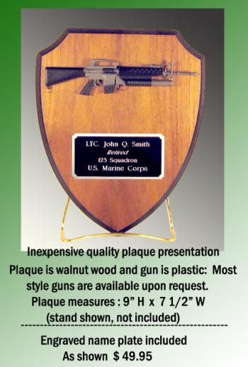 wall plaque with gun [PLA-437AF] - $49.95 : Military Presentations
