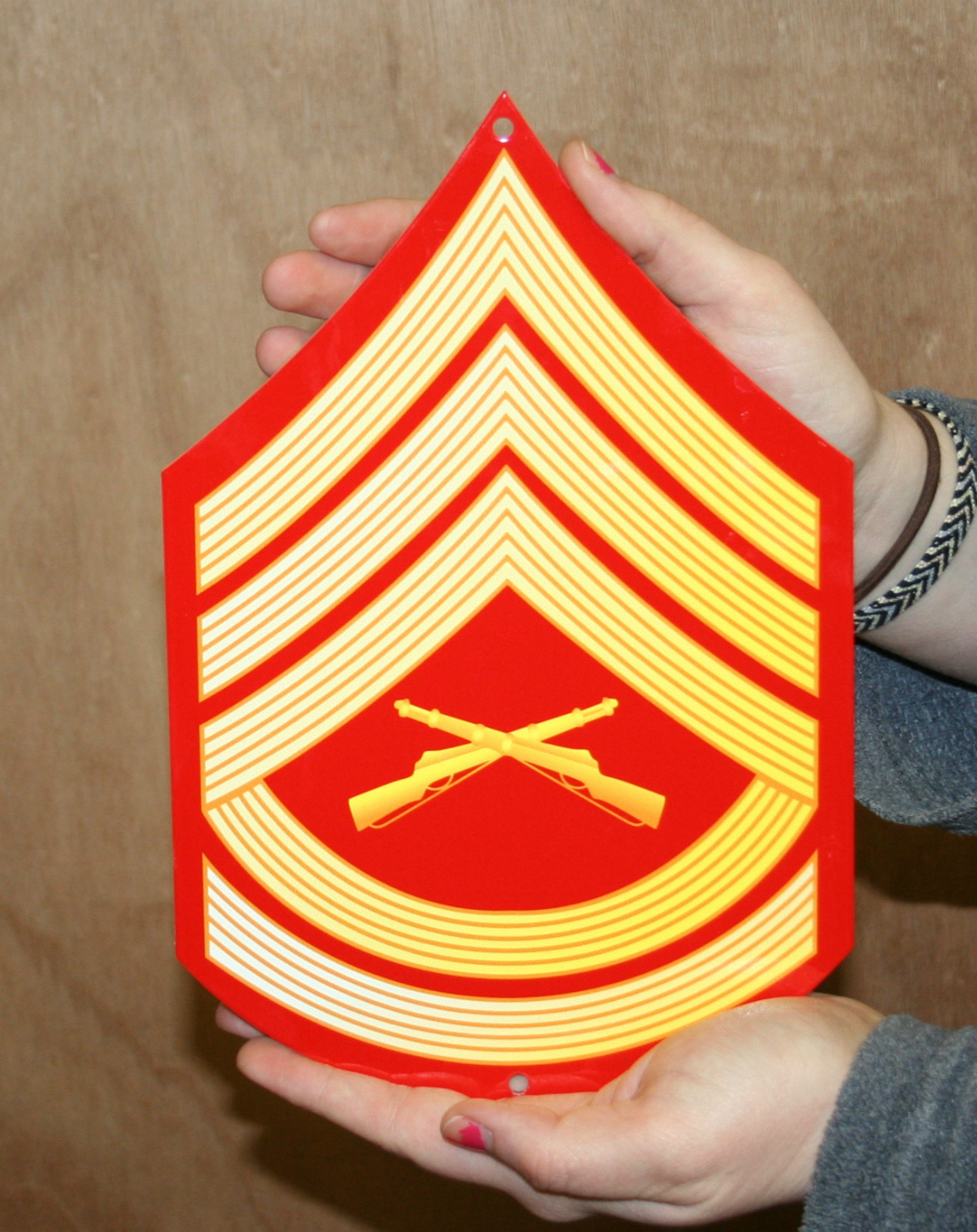 USMC E7 Gunnery Sgt rank Red & Gold metal sign [MSD-009] - $39.99 ...